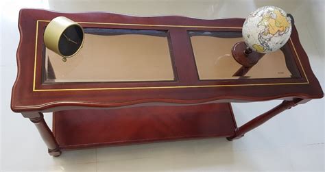 Solid Wood Vintage Passageway High Sideboard Table With Glass Top