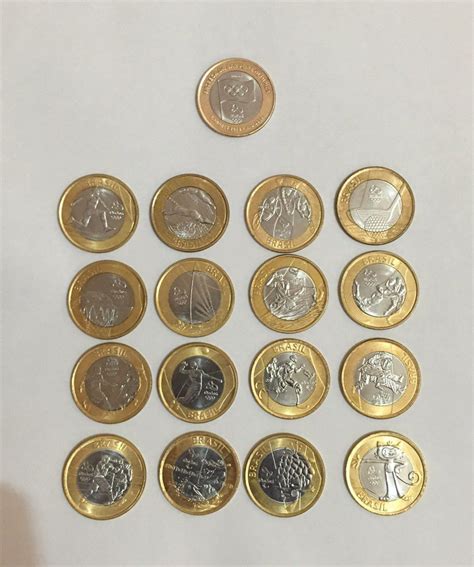 Coleção Completa Moedas Das Olimpíadas Rio 2016 Bandeira Olímpica