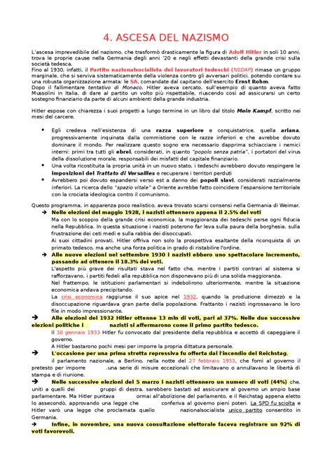 Appunti Sullascesa Del Nazismo Appunti Di Storia Docsity
