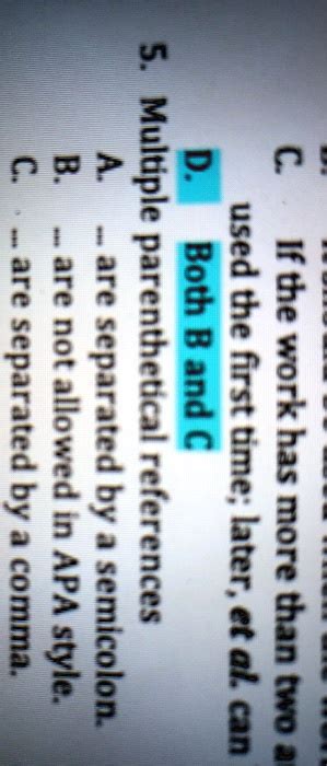 SOLVED 5 Multiple Parenthetical References Both Band C D Are Separated By A Comma Are Not