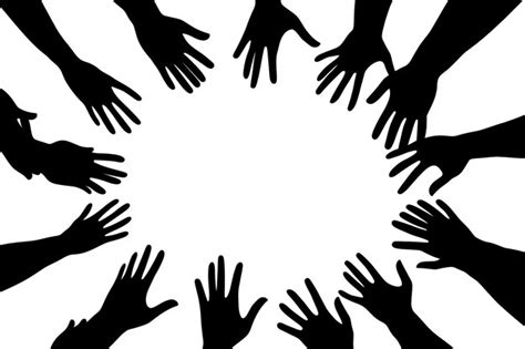 Silhouettes Representing Business Professionals United In A Circular Formation Symbolize