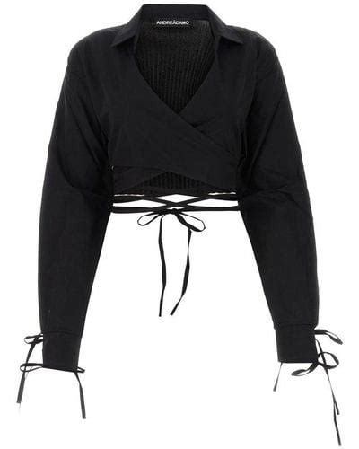 Black Andrea Adamo Tops For Women Lyst