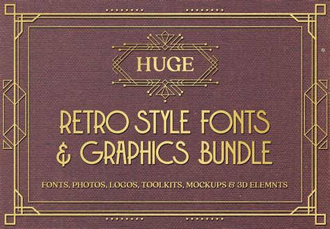 Huge Retro Style Fonts And Graphics Bundle 15086792 Bundle