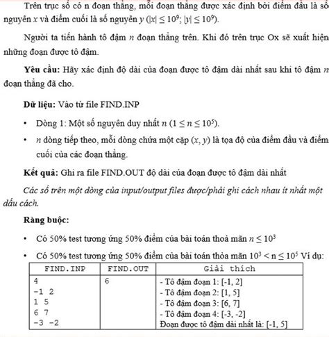 Trên Trục Số Có N đoạn Thẳng Mỗi đoạn Thẳng được Xác định Bởi điểm đầu