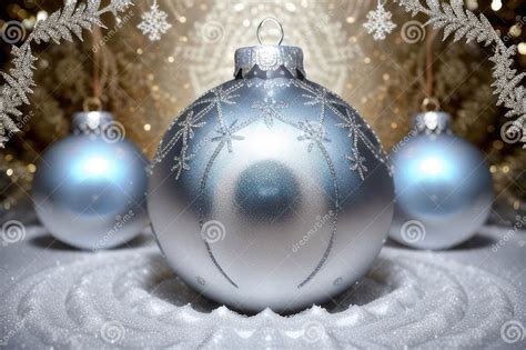Christmas Balls Decorated On Snowing Ney Year Background Generative Ai Stock Illustration