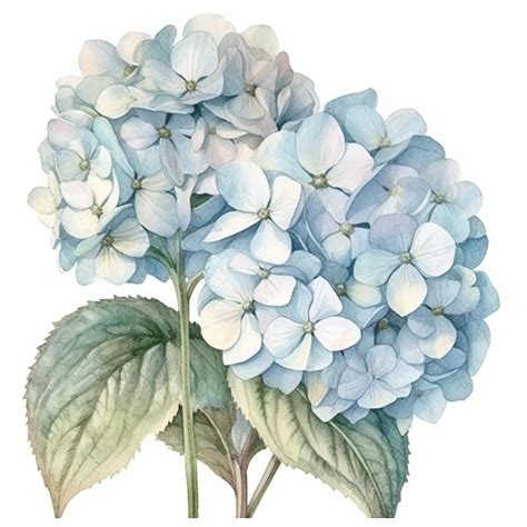 Premium Ai Image A Watercolor Drawing Of A Blue Hydrangea