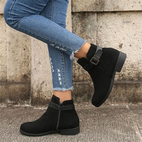 Womens Round Toe Platform Short Boots Side Zipper Fashion Temu Australia