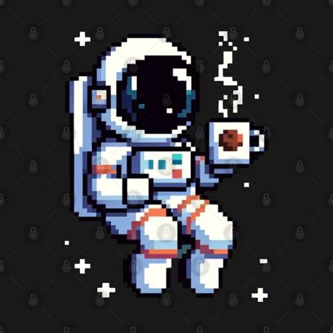 8 Bit Astronaut Coffee Break Retro Space Pixel Art By Pixel Punkster