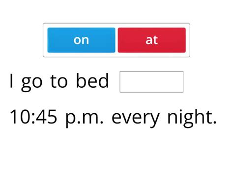 Prepositions Of Time Complete The Sentence