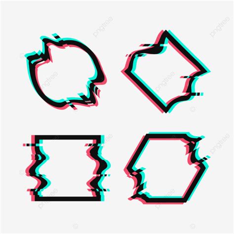 Geometric Glitch Frame Element Set Vector Glitch Element Glitch Border Glitch Effect PNG And