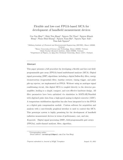 Flexible And Low Cost Fpga Based Mca For Development Of Handheld