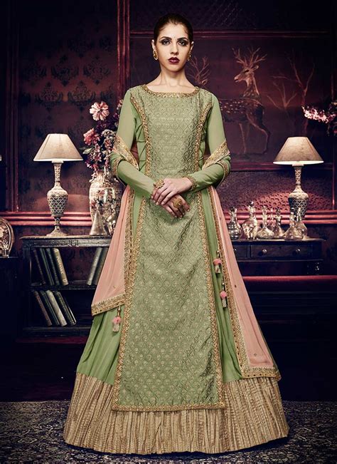 Buy Resham Work Floor Length Anarkali Suit 72060