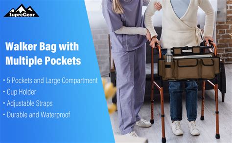 Supregear Walking Frame Bag Walker Basket Organizer Pouch Tote For