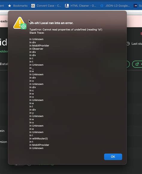 Stack Trace Error Support Local Community