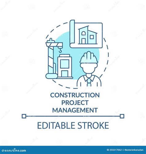Construction Project Management Turquoise Concept Icon Stock Vector Illustration Of