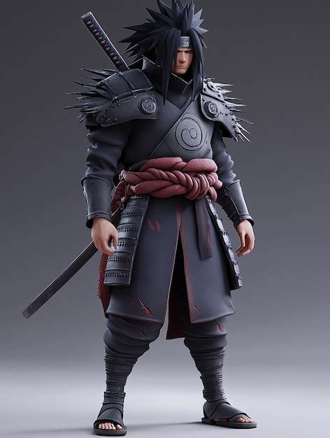 3d Cartoon Character Of Madara Uchiha In His Battle Armor Premium Ai