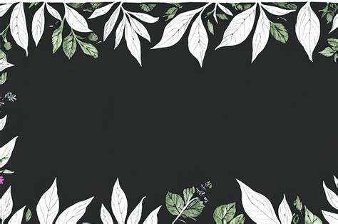Whimsical Botanical Leaf And Floral Border Framing Blank Chalkboard Or