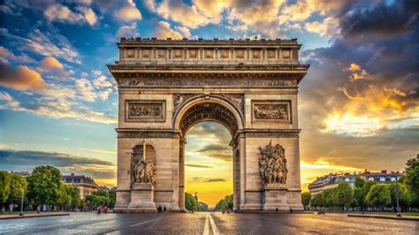 Magnificent Horizontal View Of Famous Arc De Triomphe In Paris France