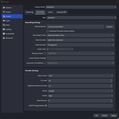 Advanced Recording Settings Guide Obs