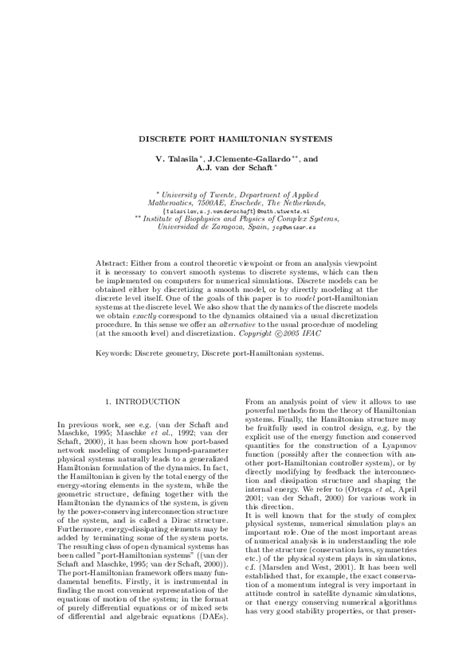 Pdf Discrete Port Hamiltonian Systems