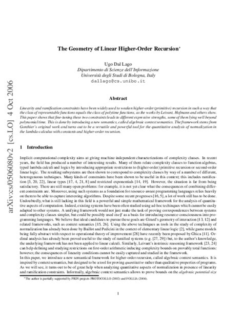 Pdf The Geometry Of Linear Higher Order Recursion