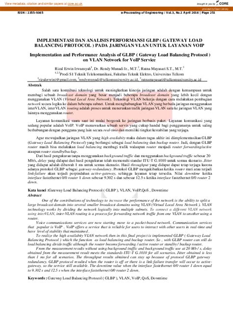 Pdf Implementasi Dan Analisis Performansi Glbp Gateway Load