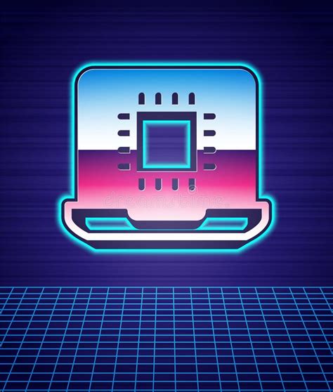 Retro Style Computer Processor With Microcircuits CPU Icon Isolated