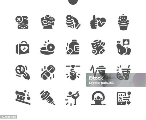 건강 잘 만들어진 픽셀 완벽한 벡터 솔리드 아이콘 30 웹 그래픽 및 응용 프로그램을위한 그리드 2x 간단한 최소한의 그림 Mri 스캔에 대한 스톡 벡터 아트 및 기타