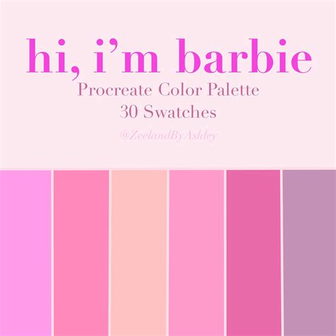 Pink Barbie Procreate Color Palette 30 Swatches Instant Download