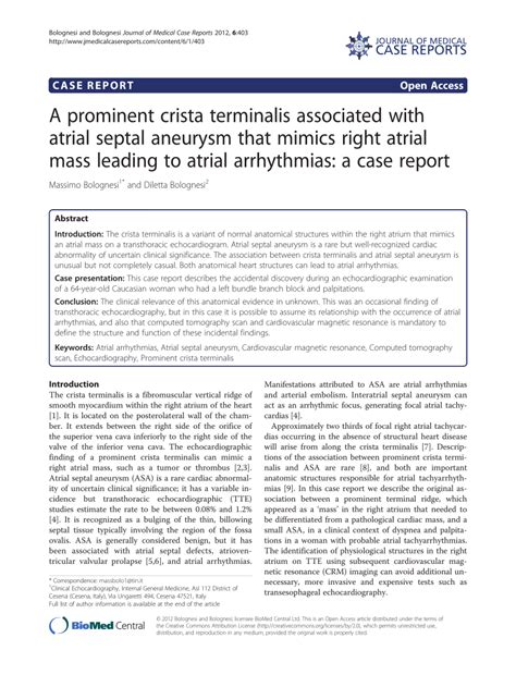 Pdf A Prominent Crista Terminalis Associated With Atrial Septal