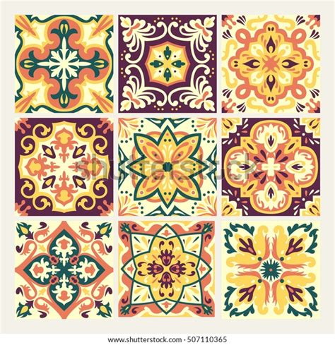 Set Beautiful Seamless Ornamental Tile Background Stock Vector Royalty Free 507110365