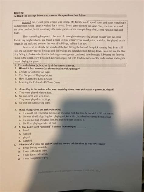 Solved Reading A Read The Passage Below And Answer The Chegg