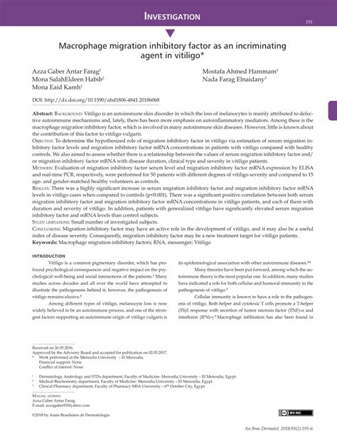 Pdf Macrophage Migration Inhibitory Factor As An Incriminating Agent