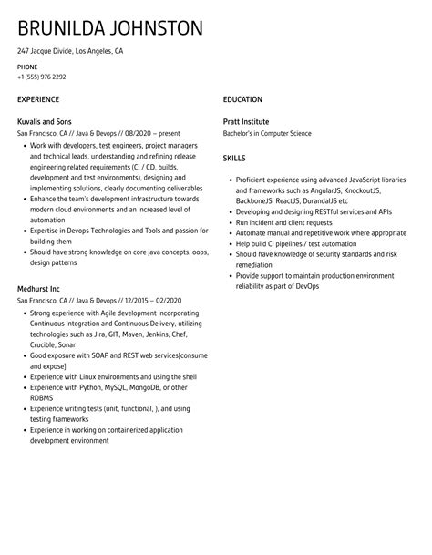 Java Devops Resume Samples Velvet Jobs