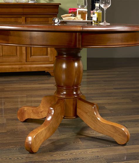 Table ronde pied central Bérangère en Merisier Massif de style Louis