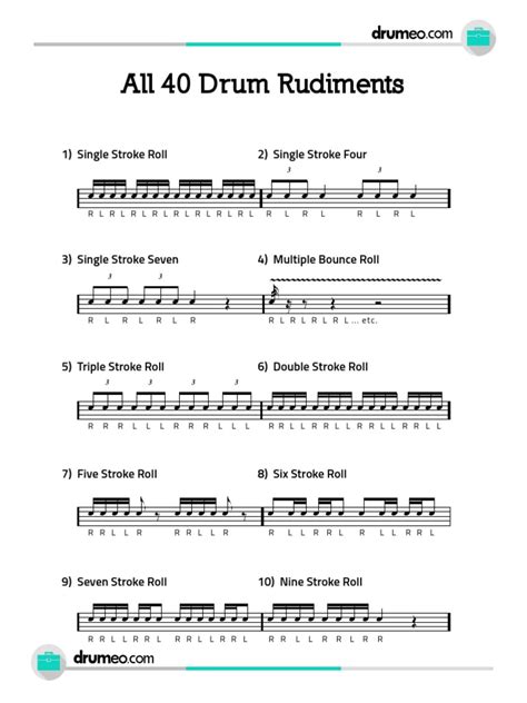 Dft All 40 Drum Rudiments Pdf Rhythm And Meter Drumming