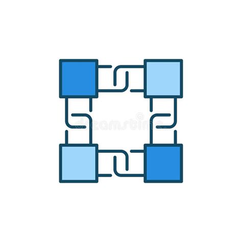 Chain With Blocks Blue Icon Vector Blockchain Creative Sign Stock