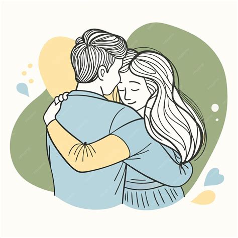 A Drawing Of A Couple Hugging And A Man Hugging Premium Ai Generated