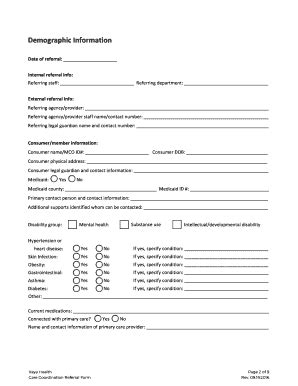 Fillable Online Care Management Referral Intake Form Fax Email Print