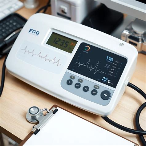 Máquina De Ecg Com Clipboard E Estetoscópio Imagem Premium Gerada Com Ia