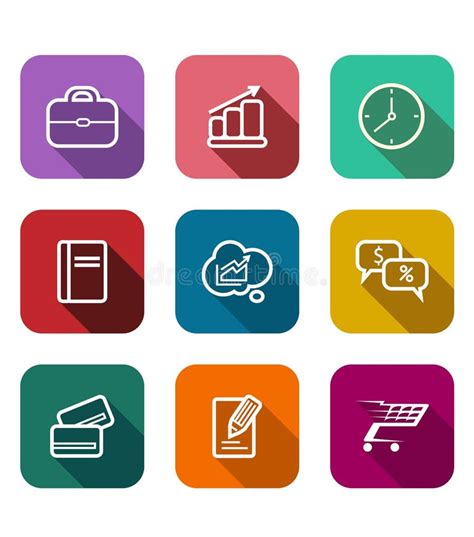 Sistema De Iconos Planos Del Web Del Negocio Ilustración Del Vector