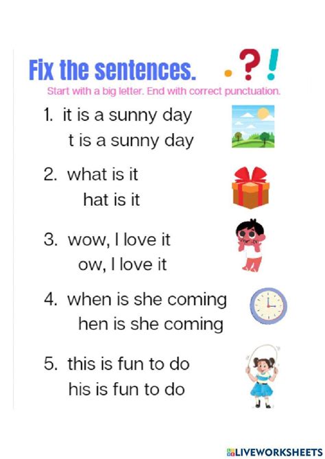 Capitals And End Punctuation Worksheet Live Worksheets Worksheets