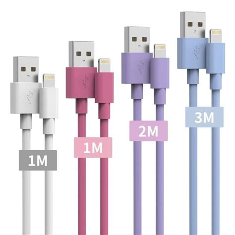 Câble Iphonechargeur Iphone 3m2m1m1mlot De 4 Certifié Apple Mfi