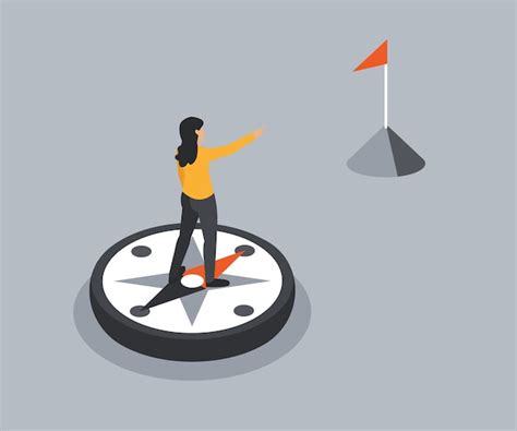 Premium Vector 3d Isometric Illustration A Woman Stands On A Compass