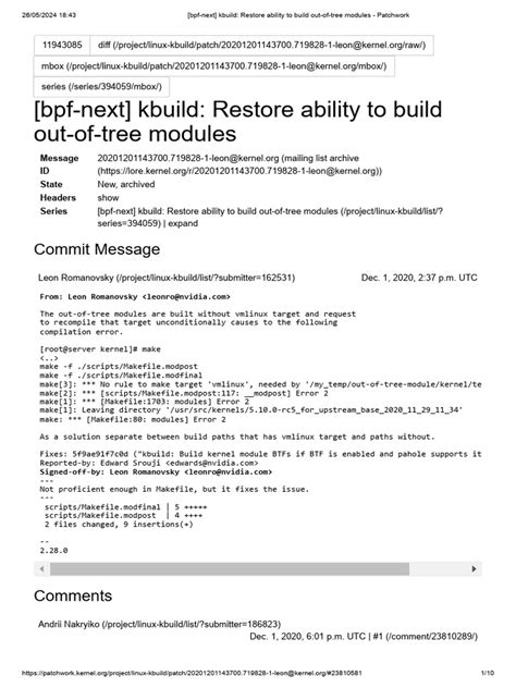 Bpf Next Kbuild Restore Ability To Build Out Of Tree Modules