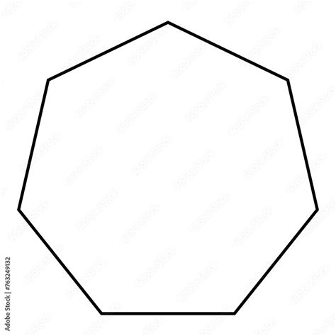 Heptagon Shape Symbol Black And White Vector Silhouette Illustration