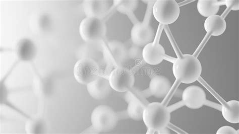 Abstract Molecular Structure With White Spheres And Gray Background Stock Illustration