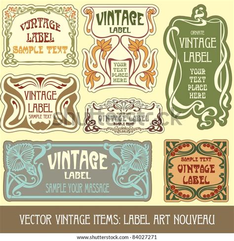 Vector Vintage Items Label Art Nouveau Stock Vector Royalty Free 84027271