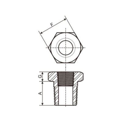 Threaded Hexagon Head Bushing ASME B16 11 Dimension Drawing