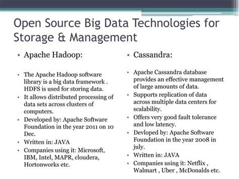 Big Data Open Source Technologies Pptx Databases Computer